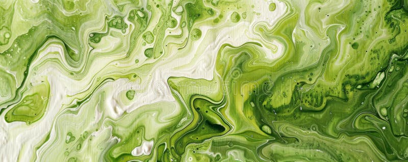 A Mesmerizing Pattern of Liquid Acrylic Paint in Shades of Green and ...