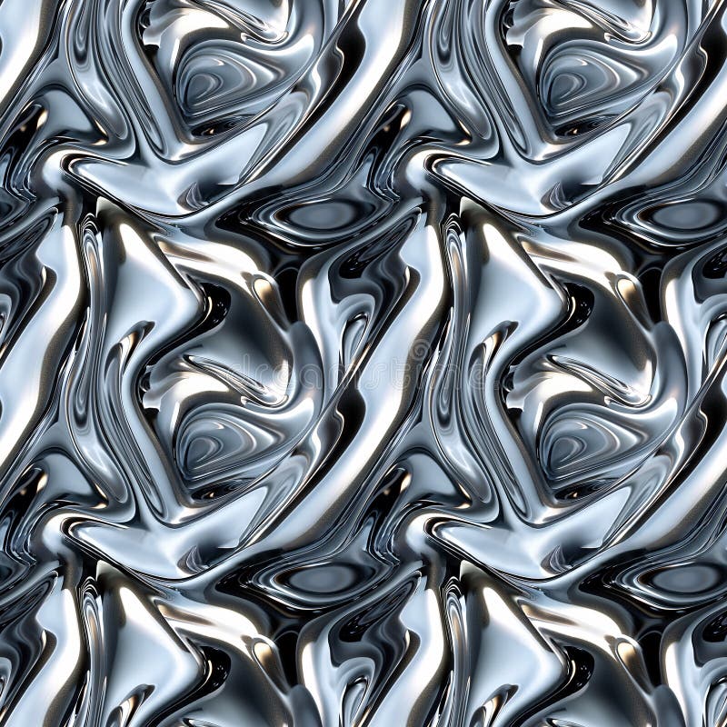 Reflective Metallic Abstract Pattern with Swirling Silver Textures in ...