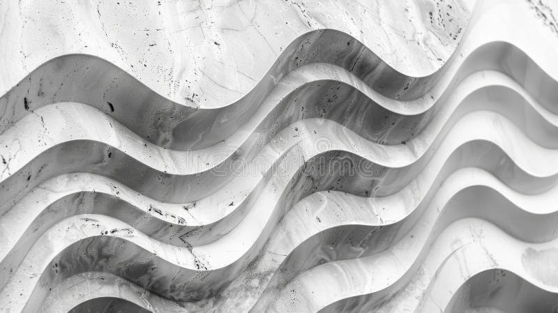 A Mesmerizing Pattern of Undulating S in a Slab of White Marble. Black ...
