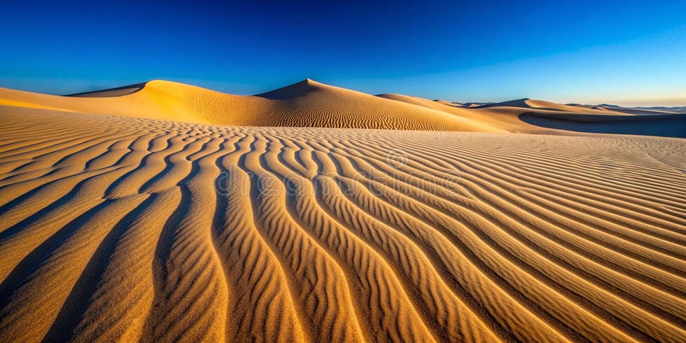 Mesmerizing Pattern of Wind Swept Sand Dunes Under Clear Blue Sky ...