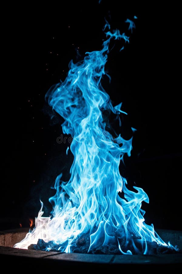 Perfect Blue Fire Isolated on Black Stock Illustration - Illustration ...