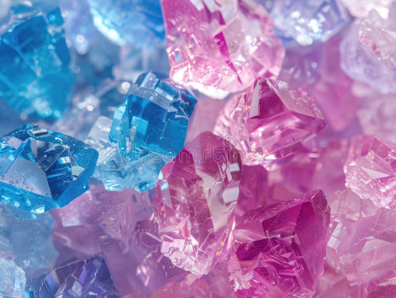 Mesmerizing Pink and Blue Crystal Formations with Vibrant Hues Stock ...