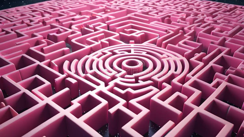 Mesmerizing Pink 3D Labyrinth: a Captivating Maze Exploration Experience with Doors Stock ...