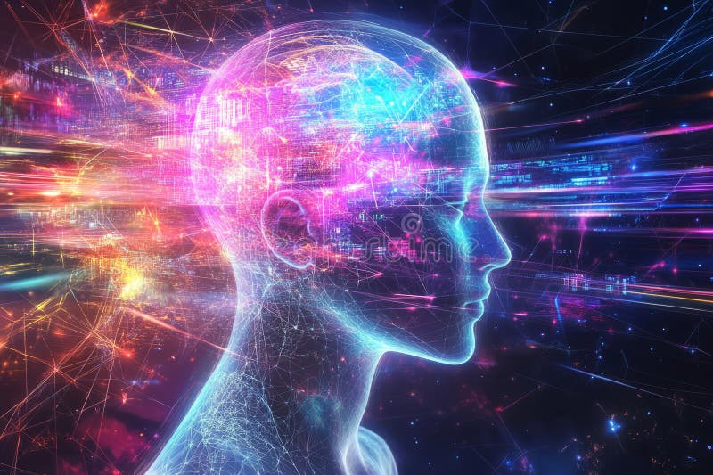 A Mesmerizing Quantum Data Explosion, Featuring Glowing Cybernetic ...