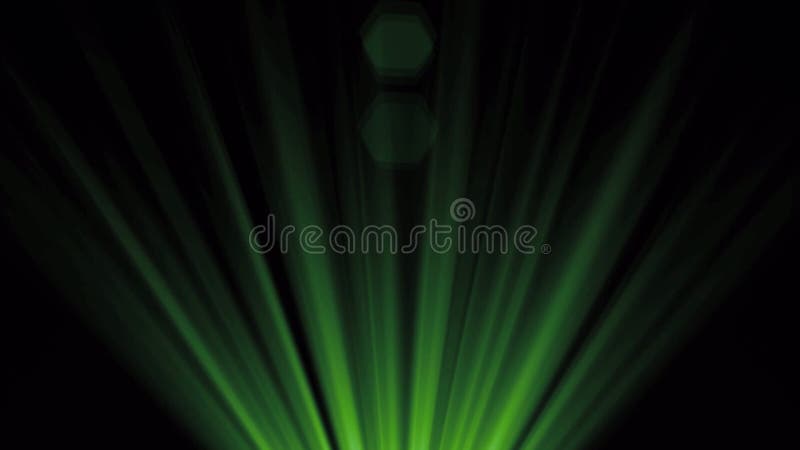 Dynamic and Iridescent Rays of Green Light on an Abstract Background ...