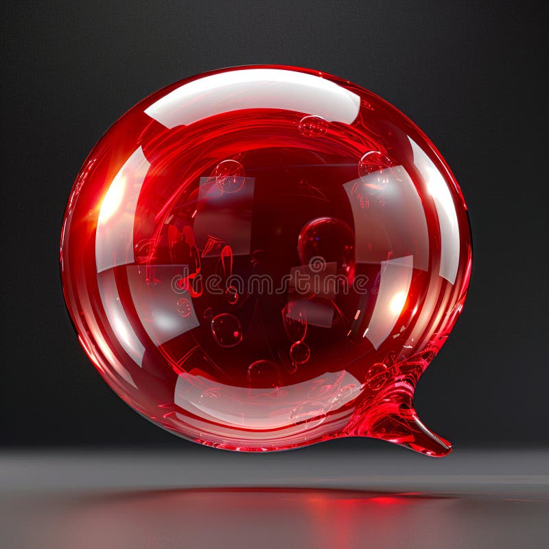 Captivating Red Sphere with Bubbles Reflecting Light in a Dark Space ...