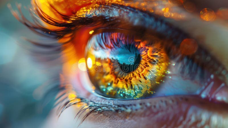 Mesmerizing Reflection: Close-up of Eye with Abstract Reflection Stock ...