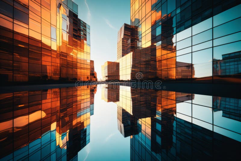 A Mesmerizing Reflection of a Modern Office Building with Abstract ...