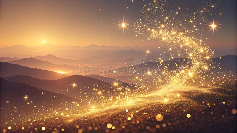 Luminous Gold Dust Particles Floating in a Soft, Warm Gradient ...