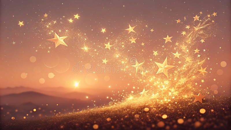 Luminous Gold Dust Particles Floating in a Soft, Warm Gradient ...