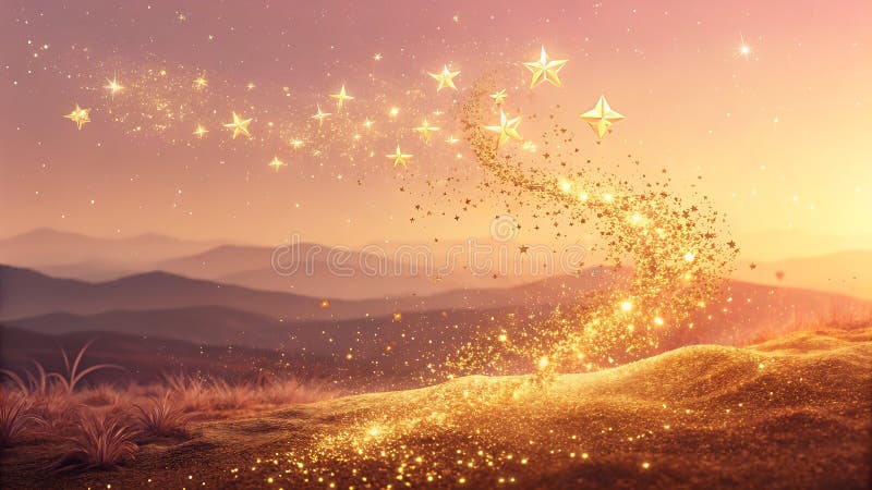 Luminous Gold Dust Particles Floating in a Soft, Warm Gradient ...