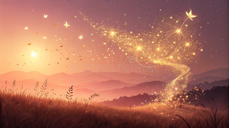 Luminous Gold Dust Particles Floating in a Soft, Warm Gradient ...