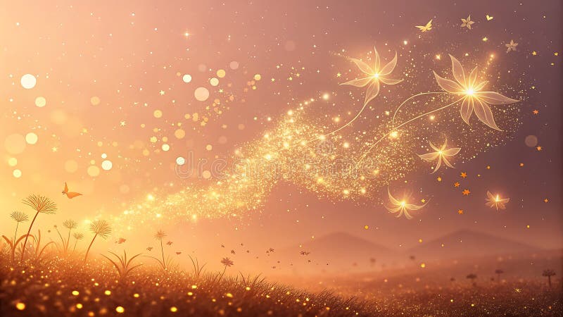 Luminous Gold Dust Particles Floating in a Soft, Warm Gradient ...