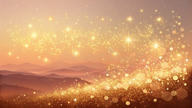 Luminous Gold Dust Particles Floating in a Soft, Warm Gradient ...