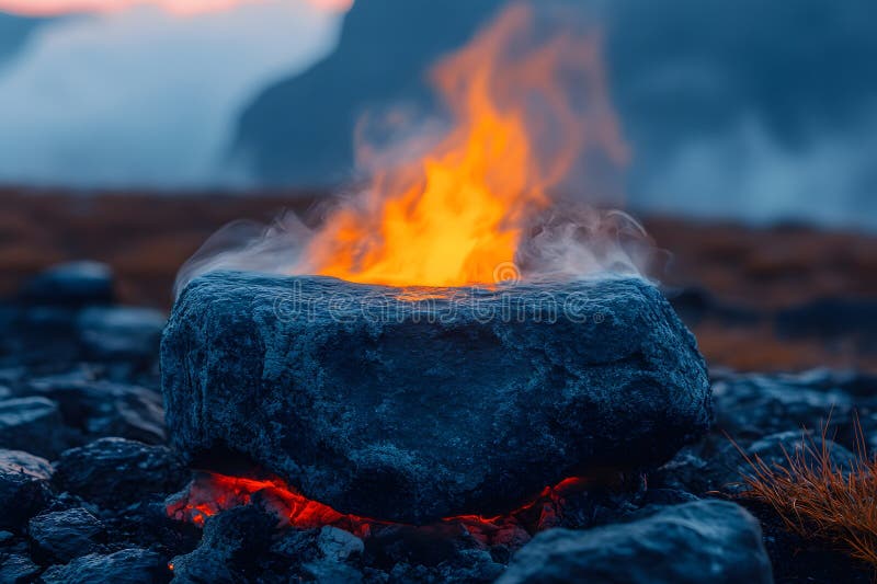 Wildscape Bonfire on Stone: Nature S Fiery Evening Ambiance for Outdoor ...