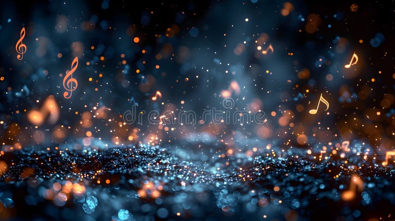 Magical Musical Notes Floating in Sparkling Abstract Background Stock ...