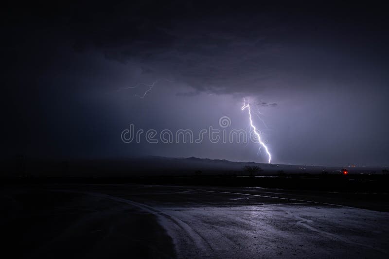 Mesmerizing Scene of a Lightning during a Thunderstorm at Night Stock ...