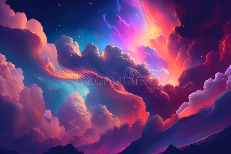 Mesmerizing Scene of Pastel-colored Clouds Floating in a Cosmic Sky ...
