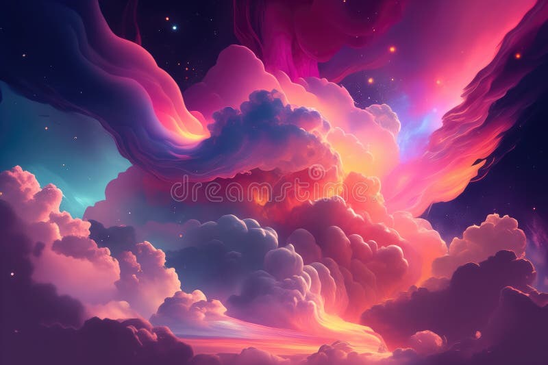 Mesmerizing Scene of Pastel-colored Clouds Floating in a Cosmic Sky ...