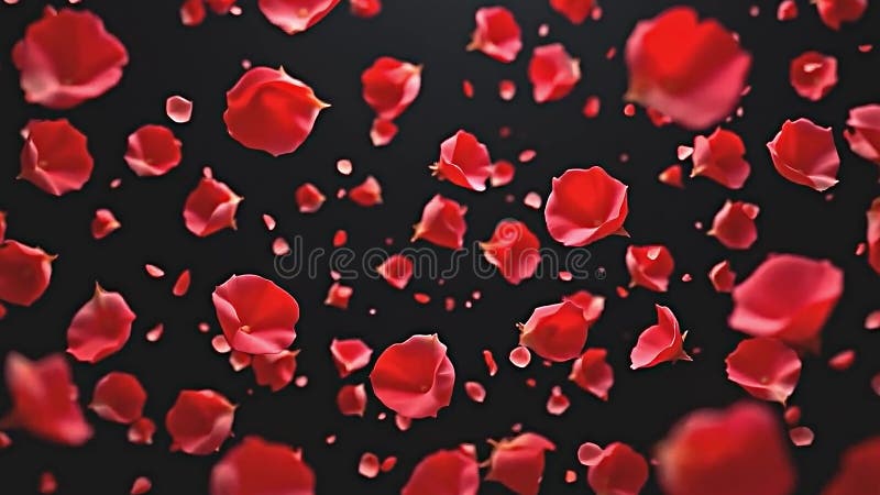 A Mesmerizing Scene of Red Rose Petals Twirling and Drifting in a ...
