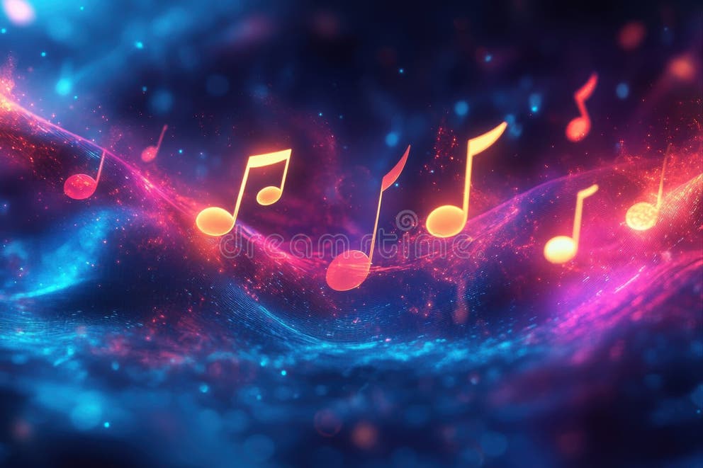 Musical Notes in Cosmic Space Digital Art Abstract Universe Vibrant ...