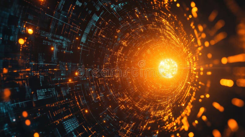 A Mesmerizing Sci-fi Digital Artwork Featuring a High-tech Data Tunnel ...