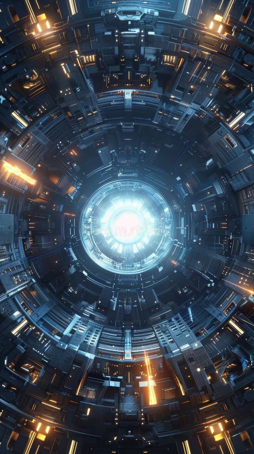 A Mesmerizing Science Fiction Structure with a Central Glowing Element ...