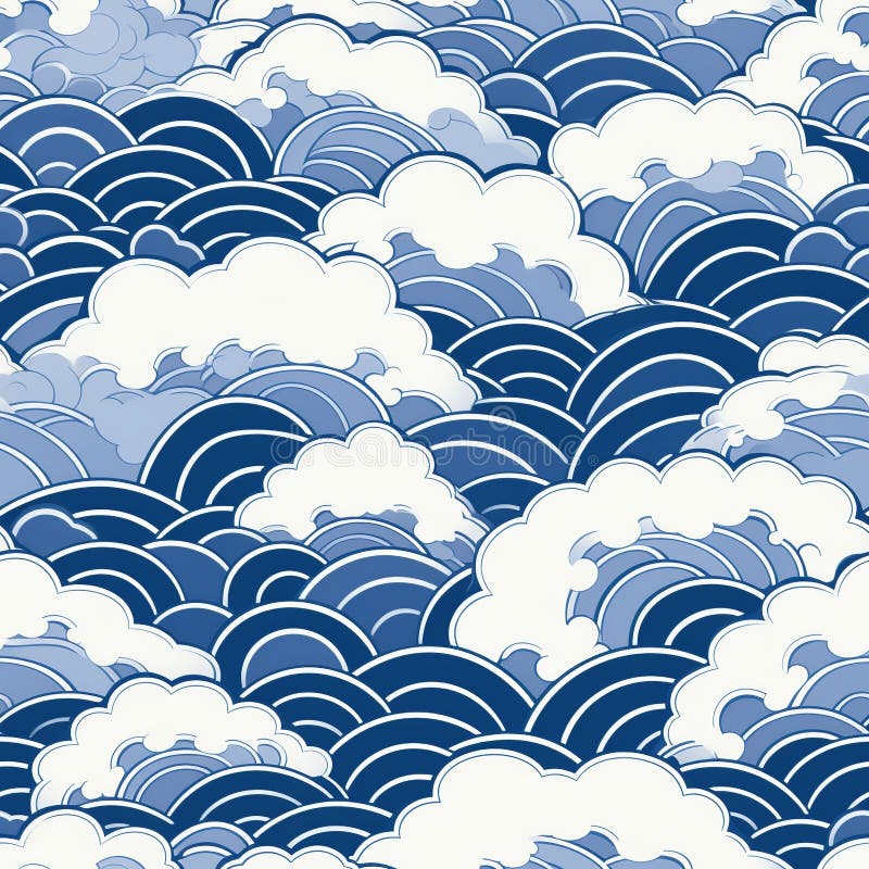 Seigaiha Waves: Interlocking Circles Pattern Stock Illustration ...