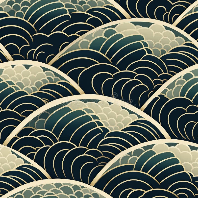 Seigaiha Waves: Interlocking Circles Pattern Stock Illustration ...