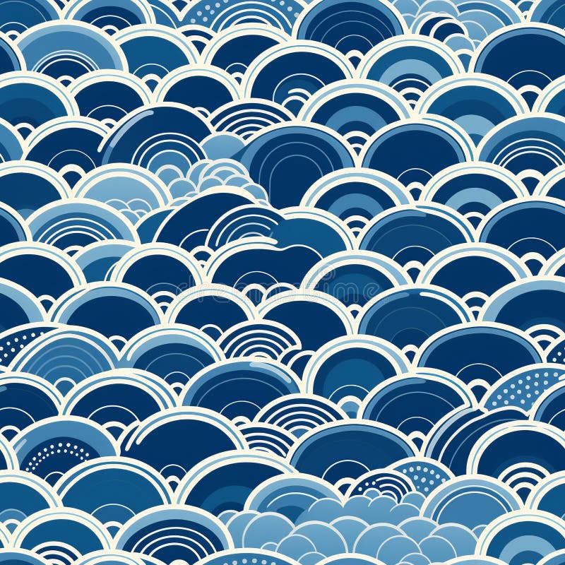Seigaiha Waves: Interlocking Circles Pattern Stock Illustration ...