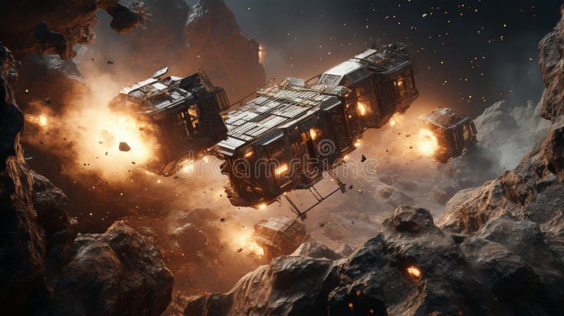 A Mesmerizing Shot of an Asteroid Mining Operation in Space, with ...