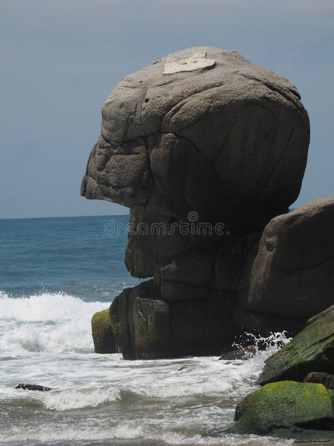 Mesmerizing Shot of Beautiful Seascape with Huge Rock Stock Photo ...