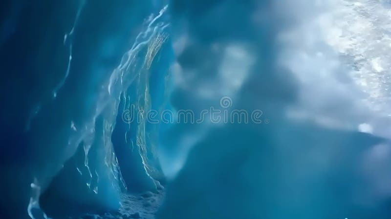 An Ice Cave, Where the Walls are Formed of Translucent, Deep Blue Ice ...