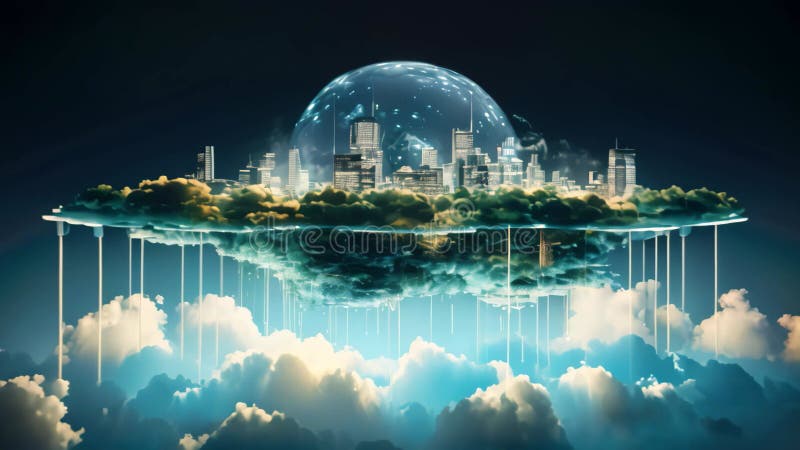 A Mesmerizing Sight of a City Suspended in the Clouds, Illuminated by ...