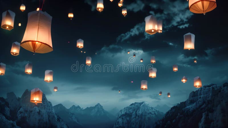 A Mesmerizing Sight of Numerous Paper Lanterns Illuminating the Night ...