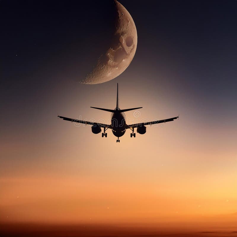 A Mesmerizing Sight of a Passenger Plane Silhouette Soaring through the ...