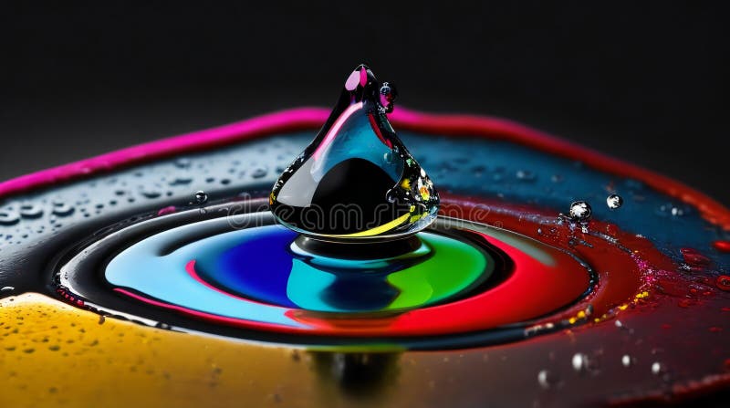 Colourful Water Drop Waves on Black Background Stock Illustration ...