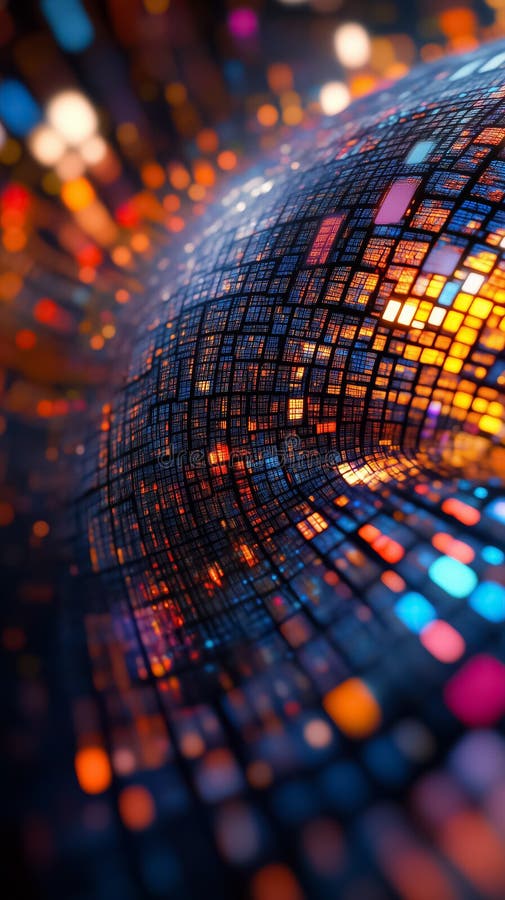 A Mesmerizing Spherical Structure Displays a Continuously Evolving Data Matrix, Where Vibrant ...