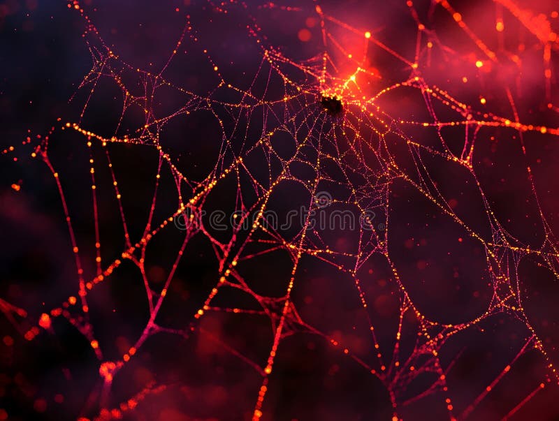 Mesmerizing Spider Web Pattern with Glowing Fiery Illumination in ...