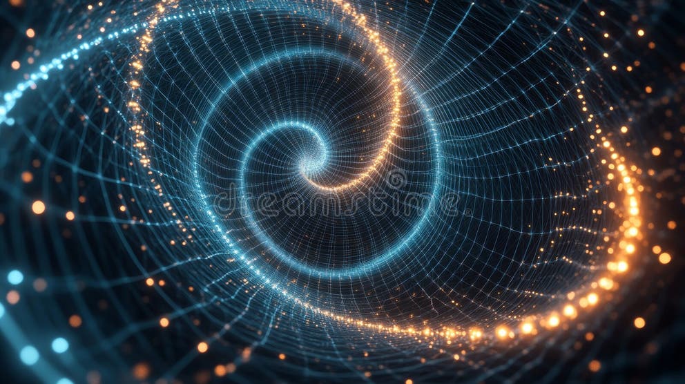 Captivating Spiral Sphere Luminous Nodes Illuminate a Dynamic Grid ...