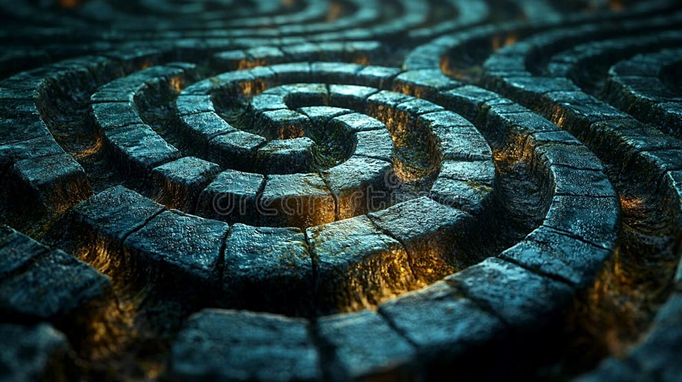 Stone Labyrinth Texture with Glowing Cracks Abstract Art on White ...