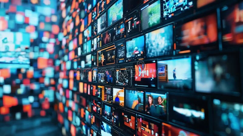 Animated Studio Background with TV Screens Stock Video - Video of ...