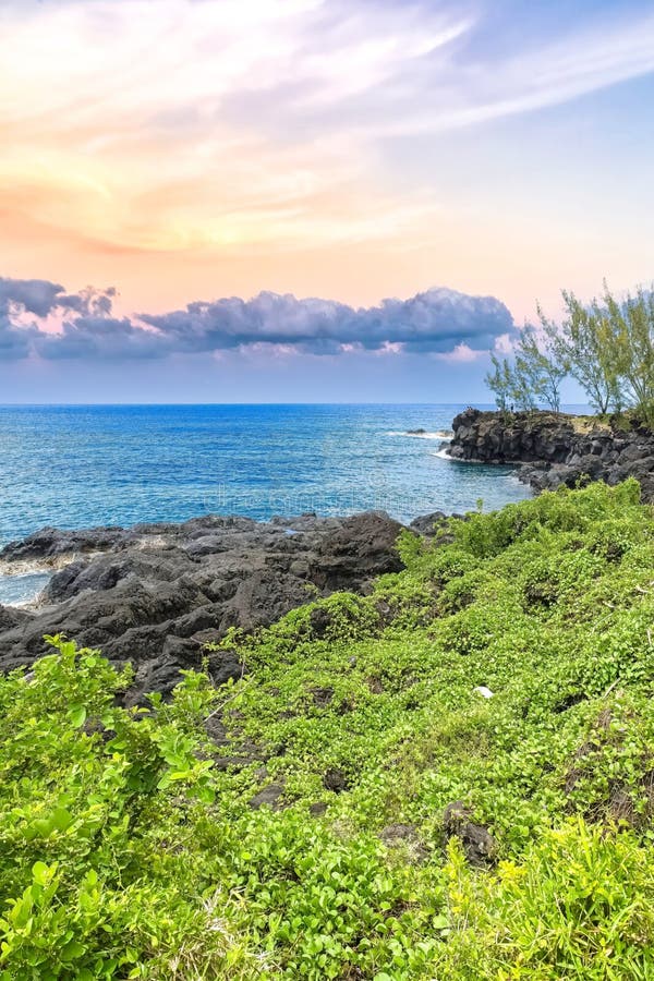 Sunset at La Reunion Island Stock Image - Image of forest, exotic ...