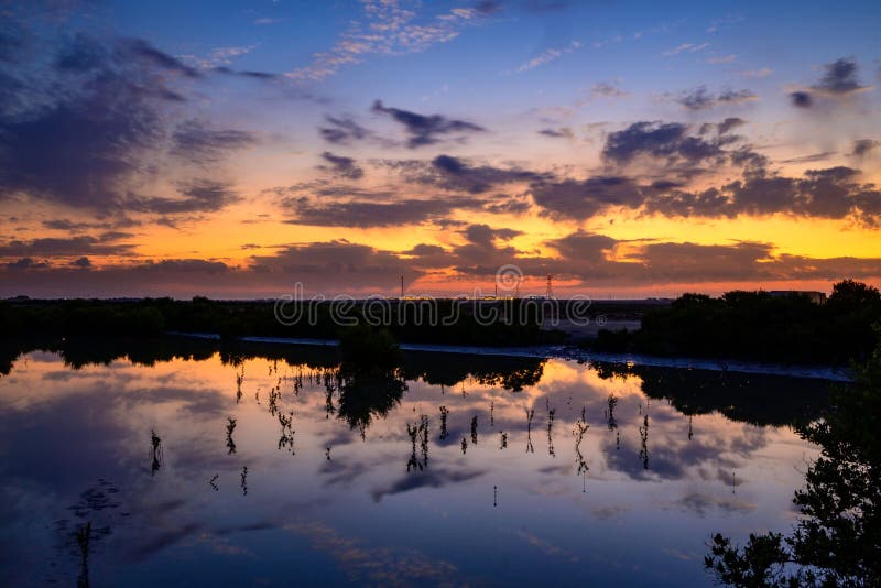 Mesmerizing Sunset on Purple Island, Doha Stock Photo - Image of ...