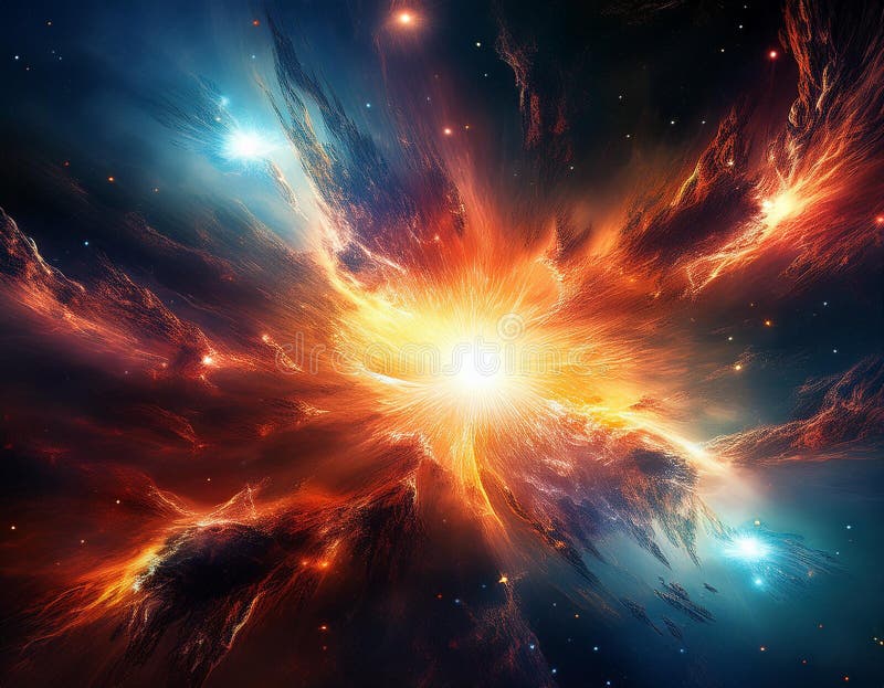 Bright Supernova Explosion in Deep Space Stock Illustration ...