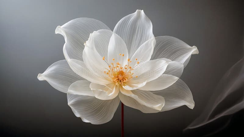 Dreamy Floral Designs – Semi-Translucent White Flower on a Deep Black ...