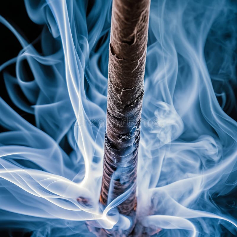 Mesmerizing Swirls of Smoke Around a Single Burnt Incense Stick Stock ...