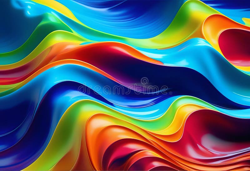 The Mesmerizing Symphony of Liquid Color Waves Stock Illustration ...