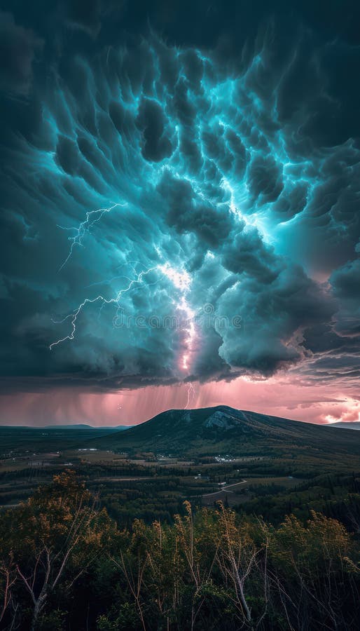 Mesmerizing Thunderstorm Over Scenic Mountain Landscape with Striking ...