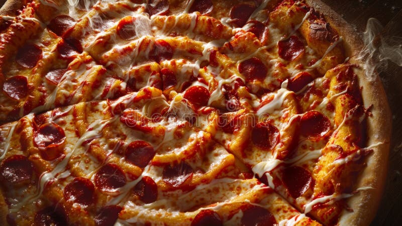 A Mesmerizing Top-down View of a Spinning Pizza Stock Illustration ...